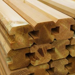 Poteau pin 90 x 90 mm double face raboté traité classe IV vert - B comme Bois